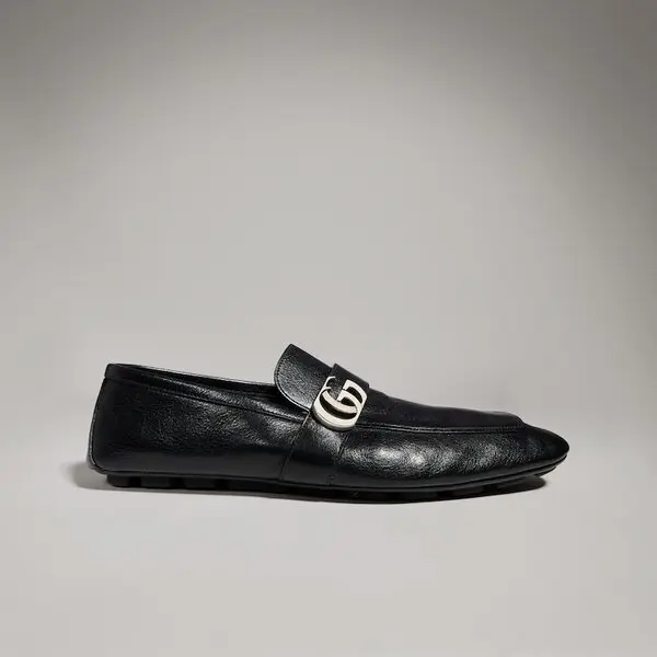 Gucci Double G Leather Driver Loafers