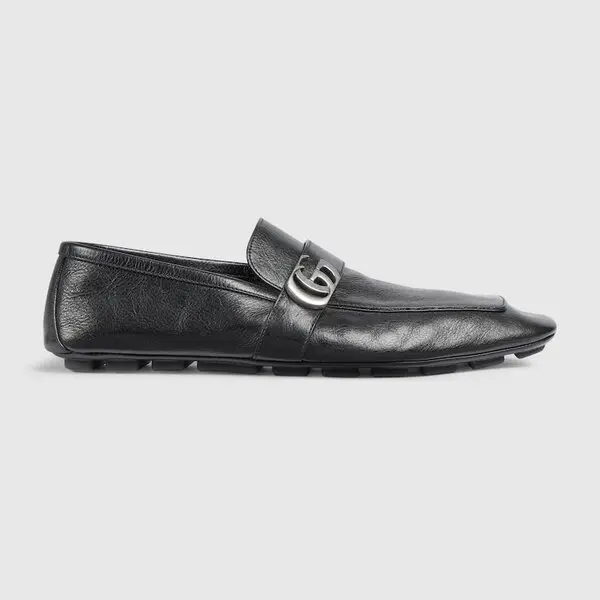 Gucci Double G Leather Driver Loafers