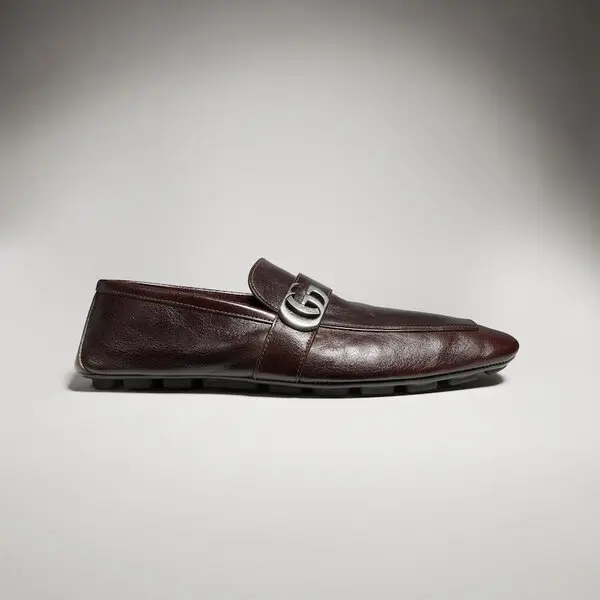 Gucci Double G Leather Driver Loafers