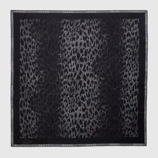 Gucci Printed Silk Twill Carr - Black