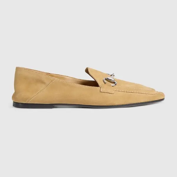 Gucci Jordaan Soft Suede Loafer With Horsebit Detail - Beige
