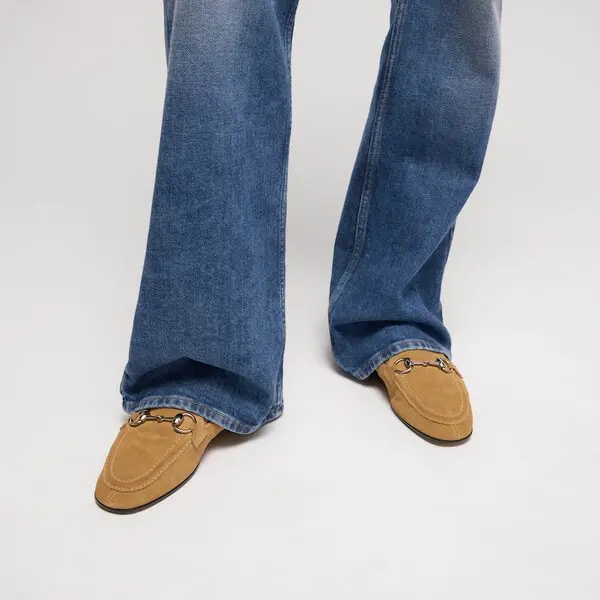Gucci Jordaan Soft Suede Loafer With Horsebit Detail - Beige