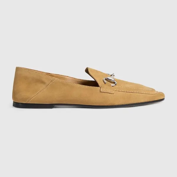 Gucci Jordaan Soft Suede Loafer With Horsebit Detail - Beige