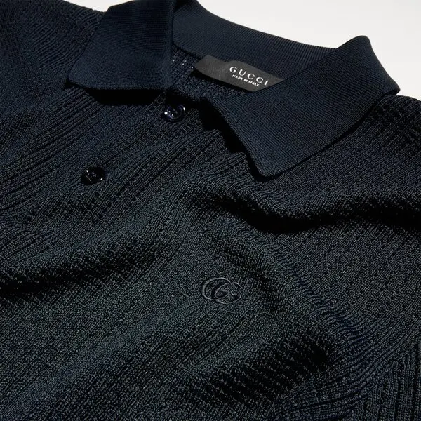 Gucci Technical Knit Fabric Polo Shirt With Embroidery