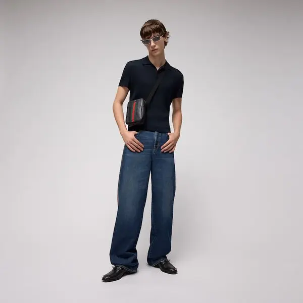 Gucci Technical Knit Fabric Polo Shirt With Embroidery