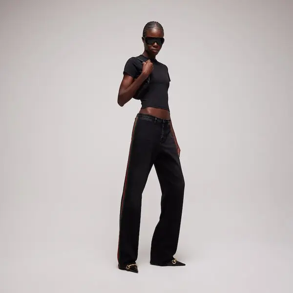 Gucci Stretch Cotton Denim Pants With Web Detail