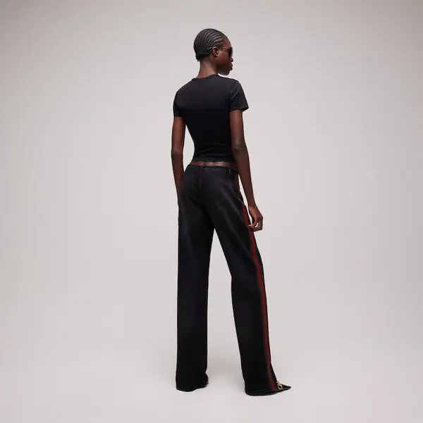 Gucci Stretch Cotton Denim Pants With Web Detail