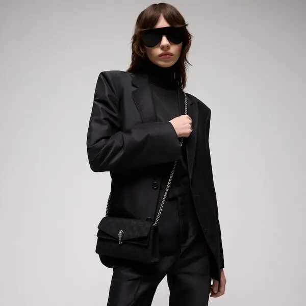 Gucci Dionysus Small Shoulder Bag Gg Canvas - Black