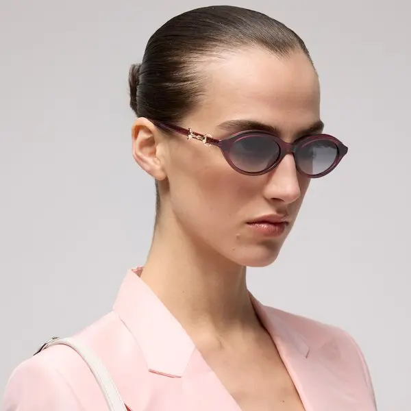 Gucci Oval-frame Sunglasses With Horsebit Detail - Red