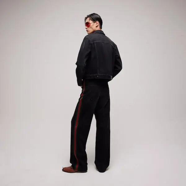 Gucci Cotton Denim Pants With Web Insert