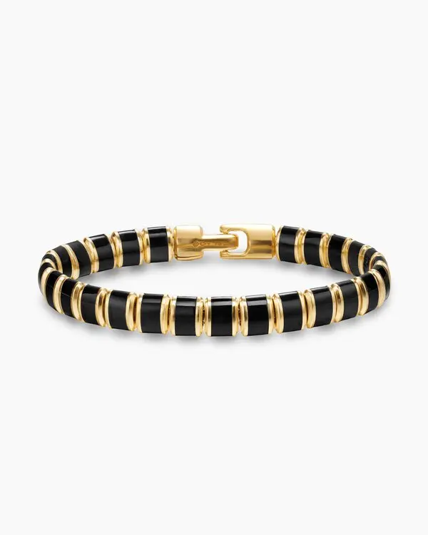 David Yurman Spiritual Beads Flat Bead Bracelet In 18k Yellow Gold With - Black Onyx