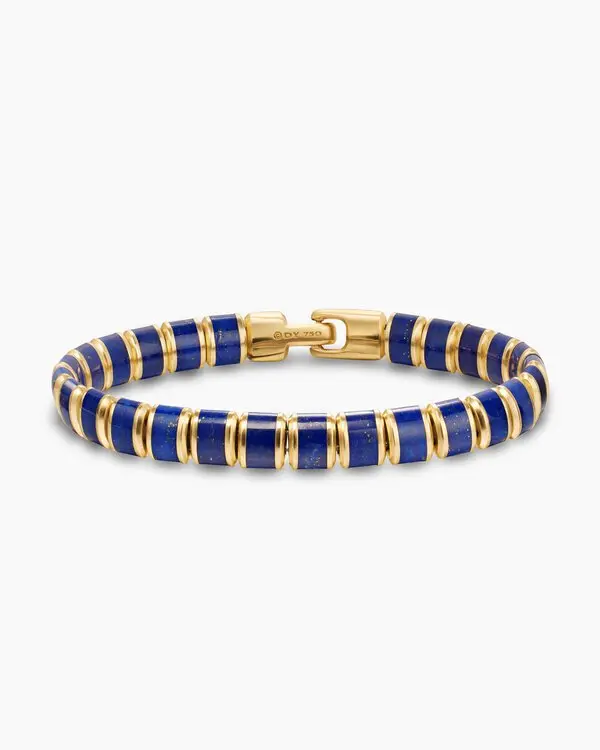 David Yurman Spiritual Beads Flat Bead Bracelet In 18k Yellow Gold With - Lapis Lazuli