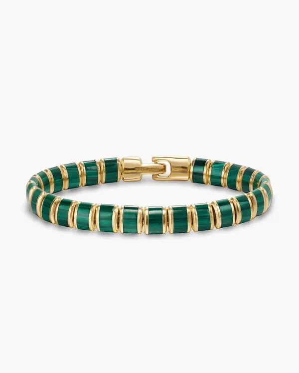 David Yurman Spiritual Beads Flat Bead Bracelet In 18k Yellow Gold With - Malachite