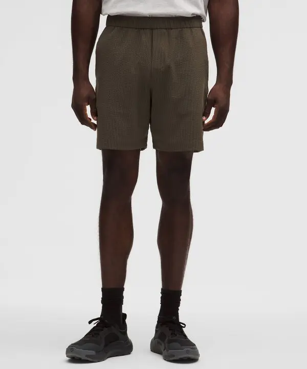 Lululemon Abc Textured Wovenair Pull-on Short 7 - Olive Brown