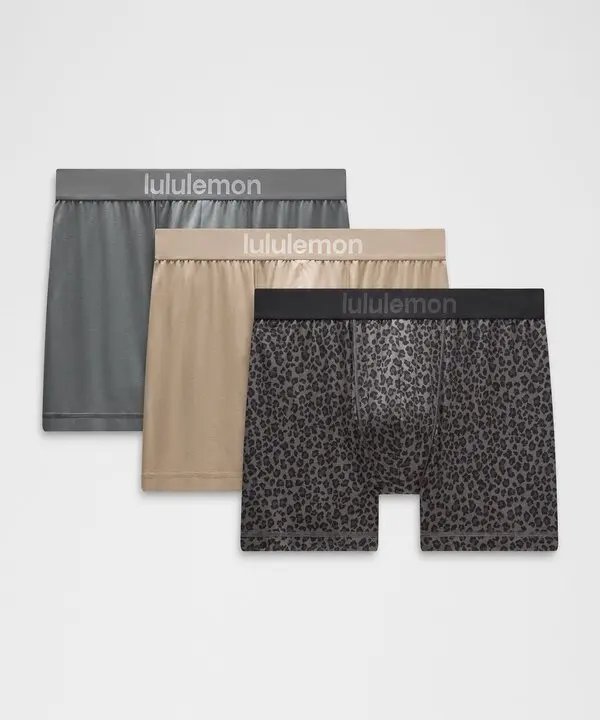 Lululemon Always In Motion Boxer Brief 5 - True Leopard Mini Wp Black Multi/onyx Grey/wacky Khaki