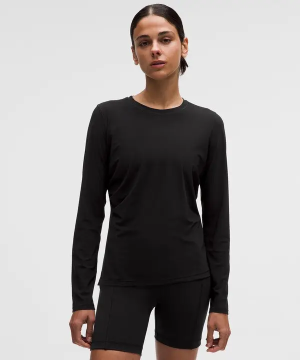 Lululemon Uv-protective Side Ruched Running Long Sleeve - Black