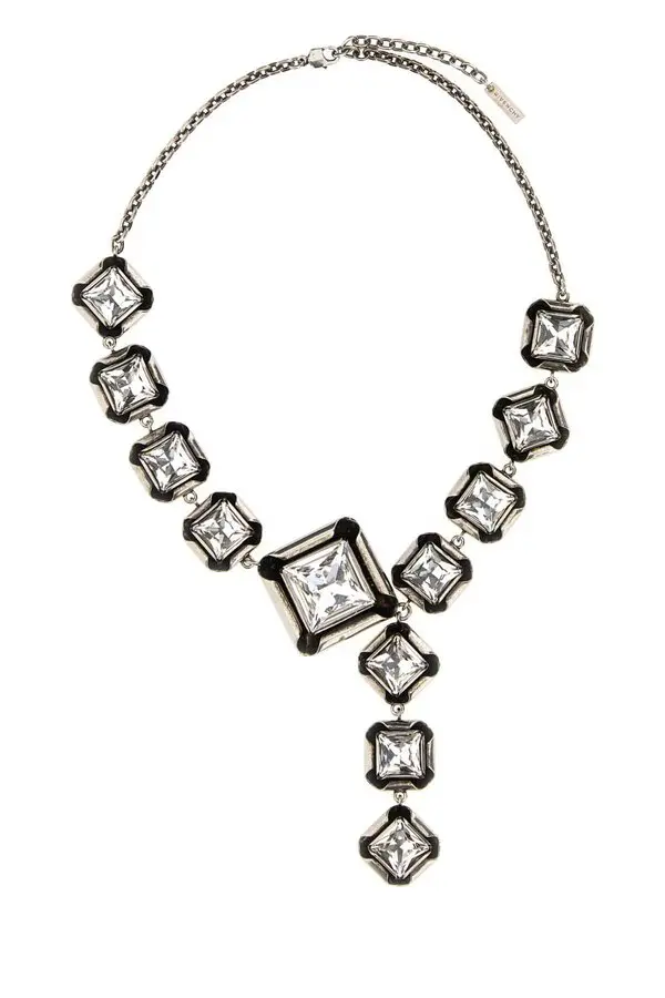 Givenchy Metal Deconstructed Crystals Necklace - Silver
