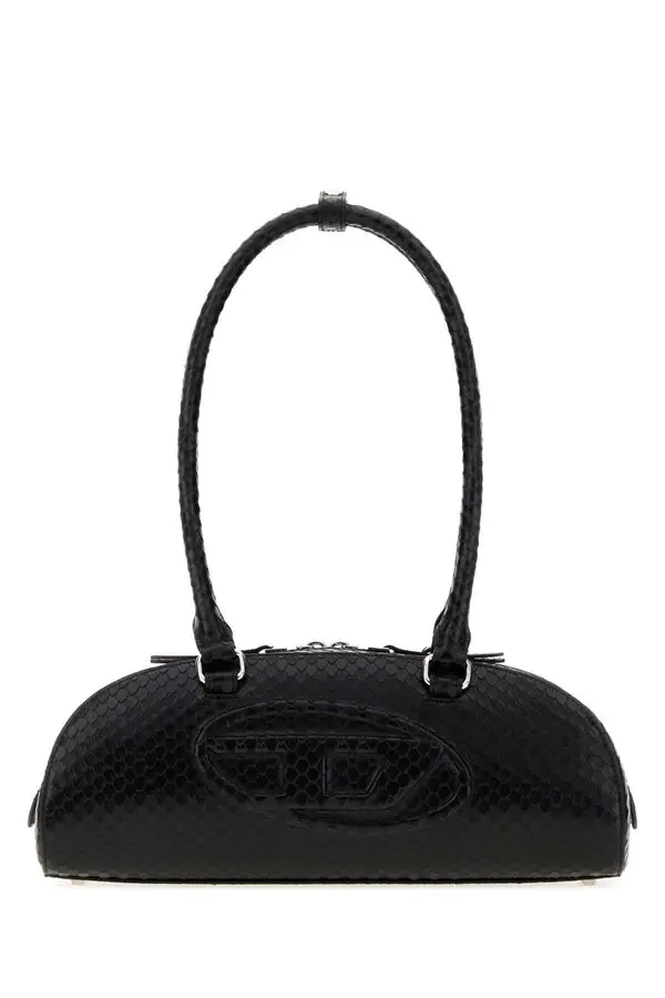 DIESEL® 1dr Dome Shoulder Bag In Leather - Black