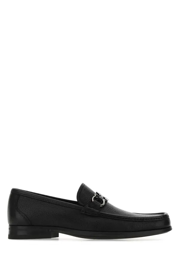FERRAGAMO Salvatore Grandioso Leather Loafers - Black