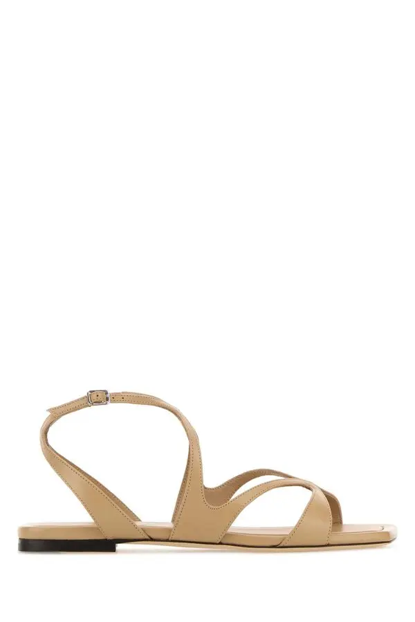 JIMMY CHOO Nappa Leather Ayla Flat Sandals - Brown