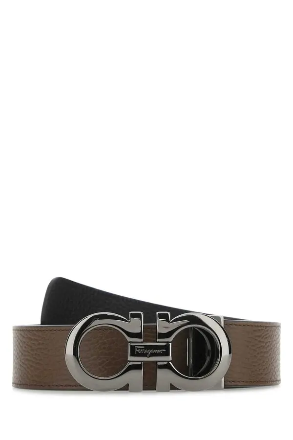 FERRAGAMO Reversible Leather Belt - Brown