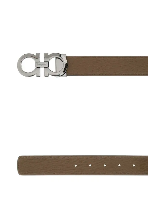 FERRAGAMO Reversible Leather Belt - Brown