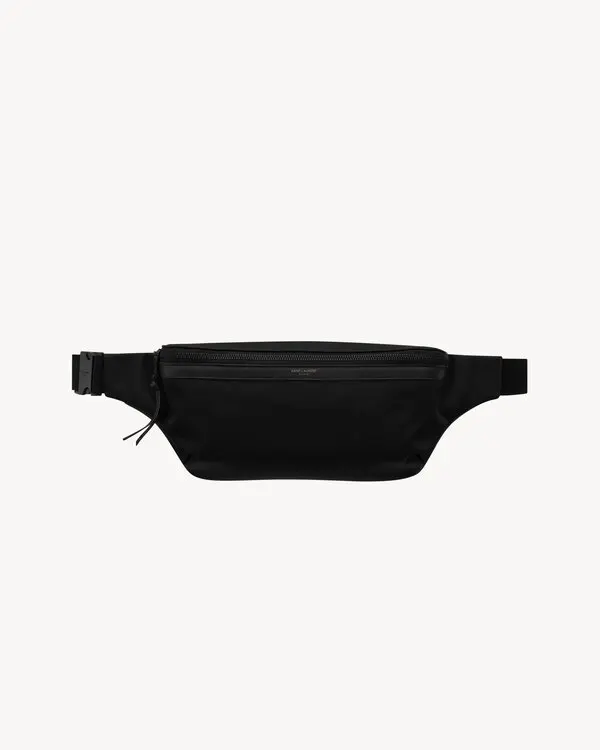 Saint Laurent City Crossbody Bag In Econyl And Smooth Leather - Black