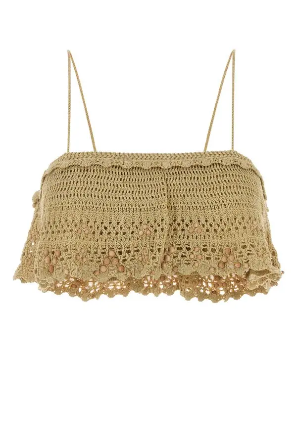 Isabel Marant Étoile Beige Crochet Crop-top