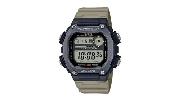 Casio Digital Sports Watch With Beige Strap