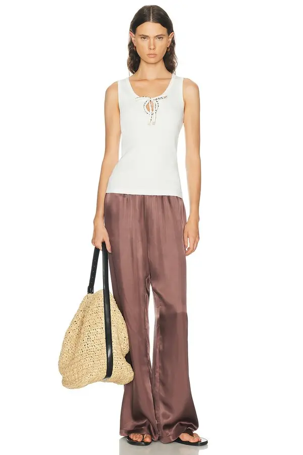 Burberry Ribbed Knit Tank Top With Tie Detail