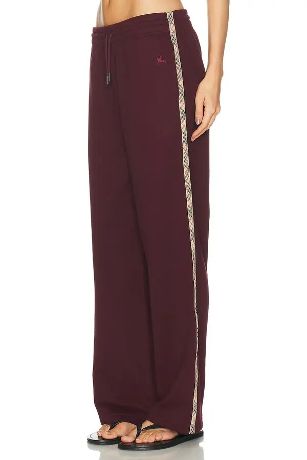 Burberry Jodie Sweatpant With Signature Check Detail - Vineyard Red