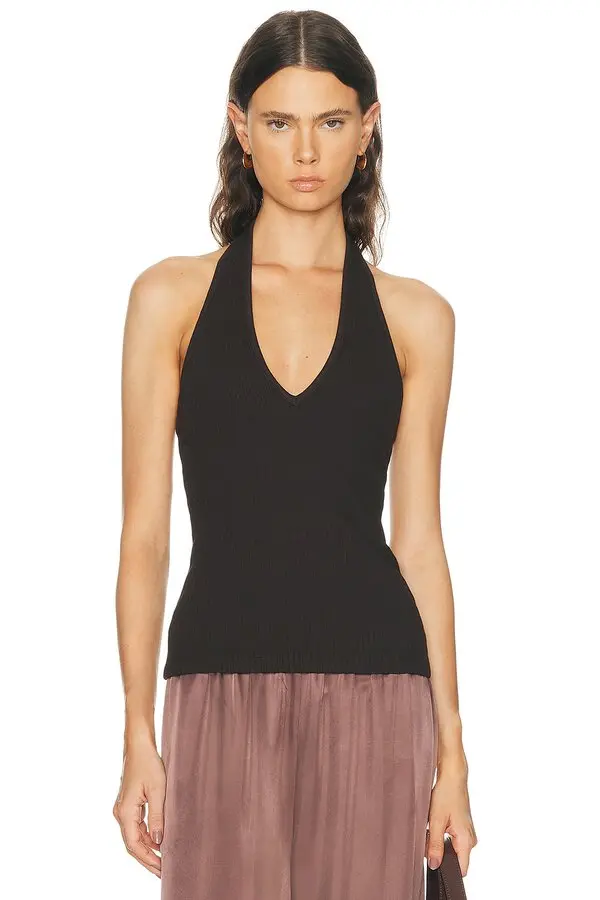 Citizens Of Humanity Thea Ribbed Halter Top - Chocolate