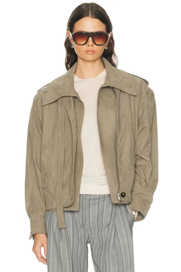 Stella McCartney Faux Suede Double Layer Jacket - Truffle