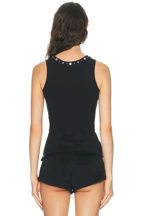Versace Embroidered Tank Top With Stud Detailing