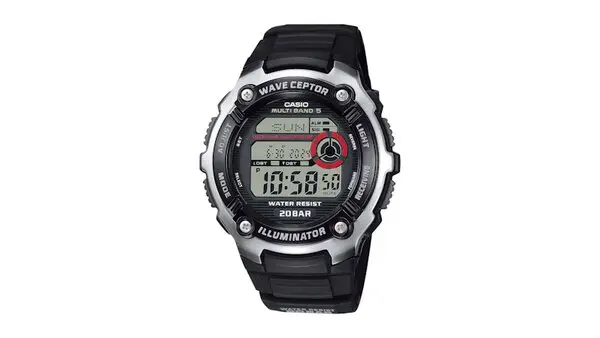 Casio Wave Ceptor Atomic Digital Watch With Black Dial