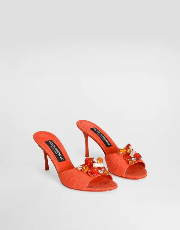 Dolce & Gabbana Keira Brocade Mules With Embellishments - Multicolor