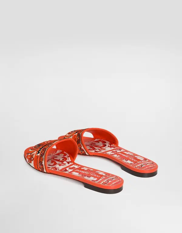 Dolce & Gabbana Majolica Embroidered Flat Slippers