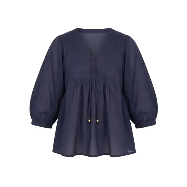 Adrift Clothing Cairo Boho Blouse - Blue