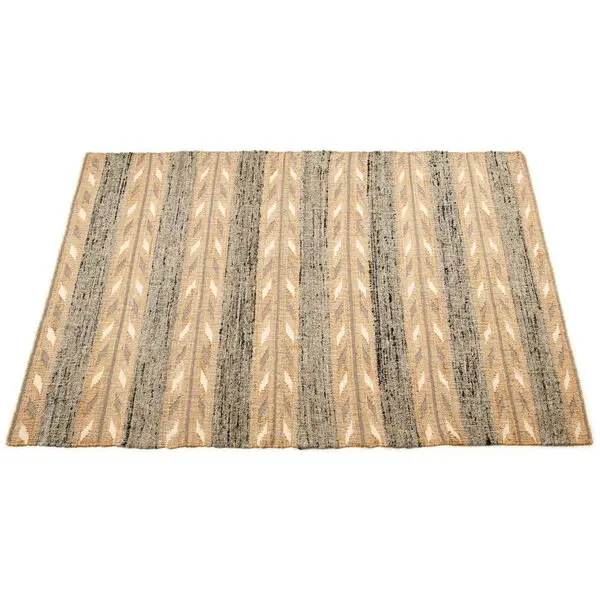 STUDIO VARIOUSLY Neutrals Uneven Arrows Hand Woven Wool Jute Rug In Earthy Hues - Beige/brown/gray