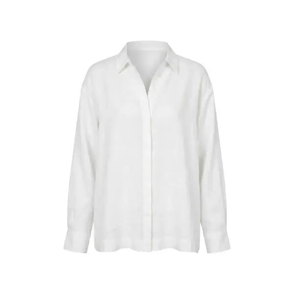 Adrift Clothing Oversized Linen Boyfriend Shirt - White