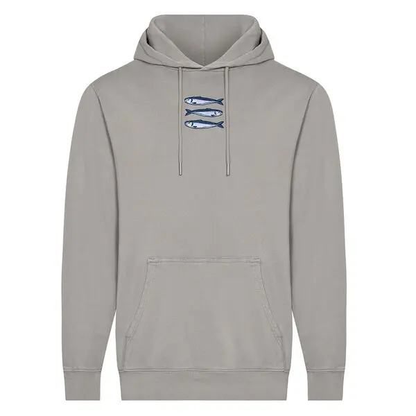 INGMARSON Organic Cotton Embroidered Sardine Hoodie - Grey