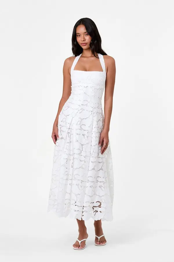NICHOLAS Elisabeth Lace Midi Dress - Ivory