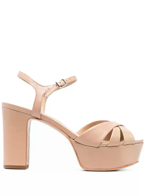 Schutz 110mm Crossover-strap Leather Platform Sandals
