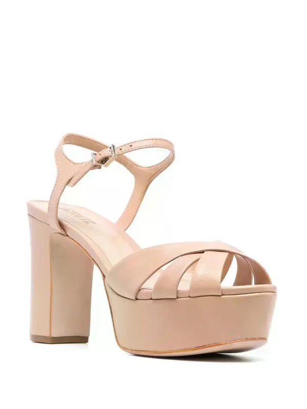 Schutz 110mm Crossover-strap Leather Platform Sandals
