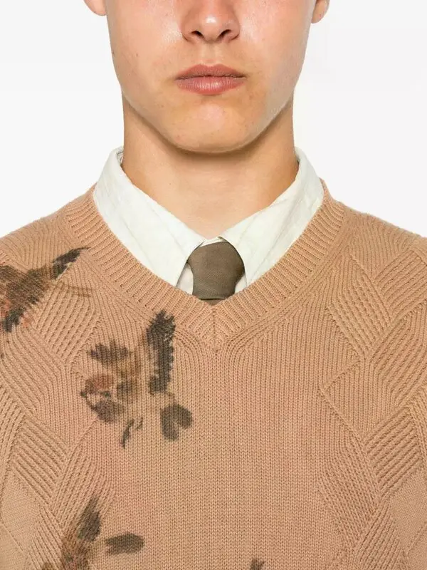 KA WA KEY V-neck Diamond Sweater