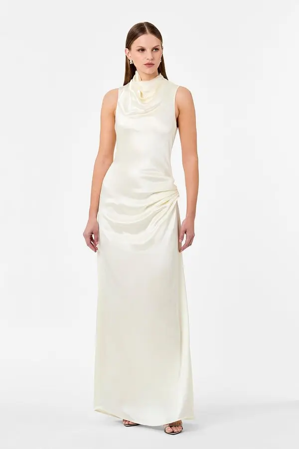 NICHOLAS Fabiana" Cowl Neck Maxi Dress - Ivory