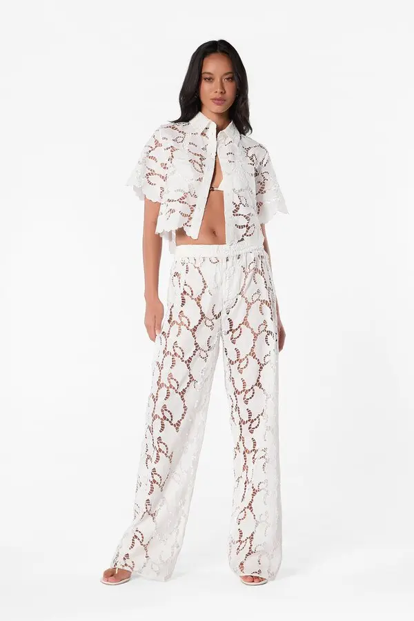 NICHOLAS Sandra Lace Wide-leg Pants - Ivory