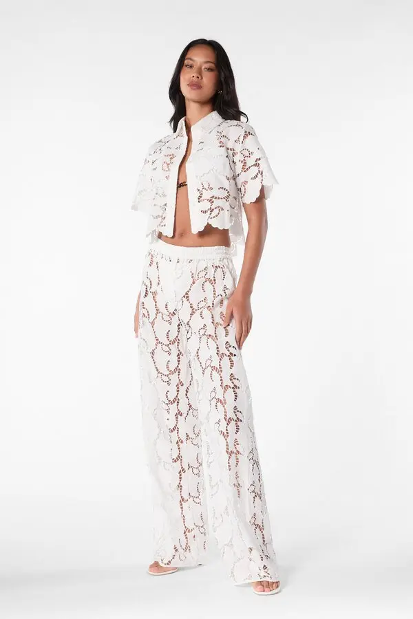 NICHOLAS Sandra Lace Wide-leg Pants - Ivory