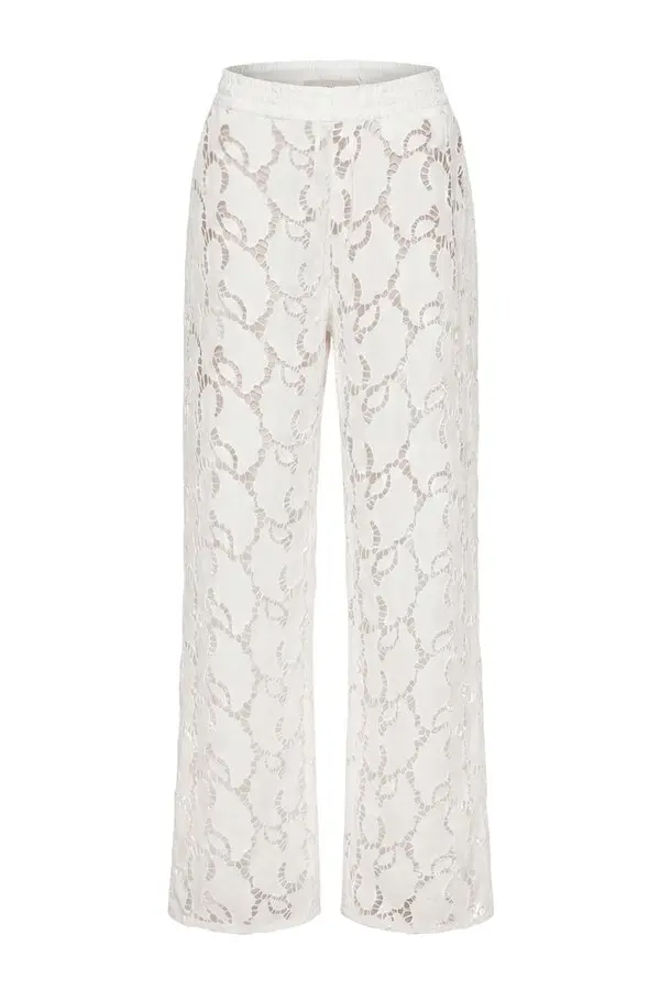 NICHOLAS Sandra Lace Wide-leg Pants - Ivory