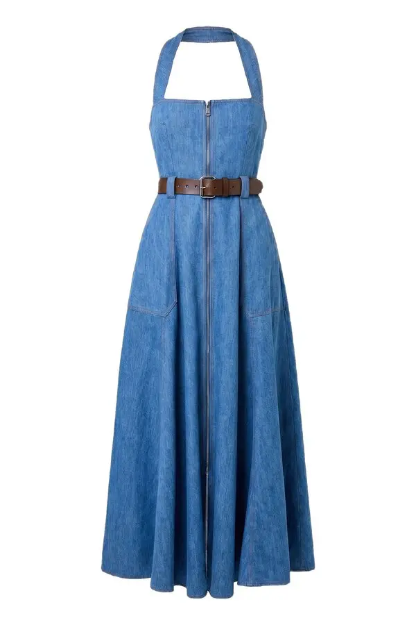 NICHOLAS Anastasia Denim Maxi Dress - Light Wash
